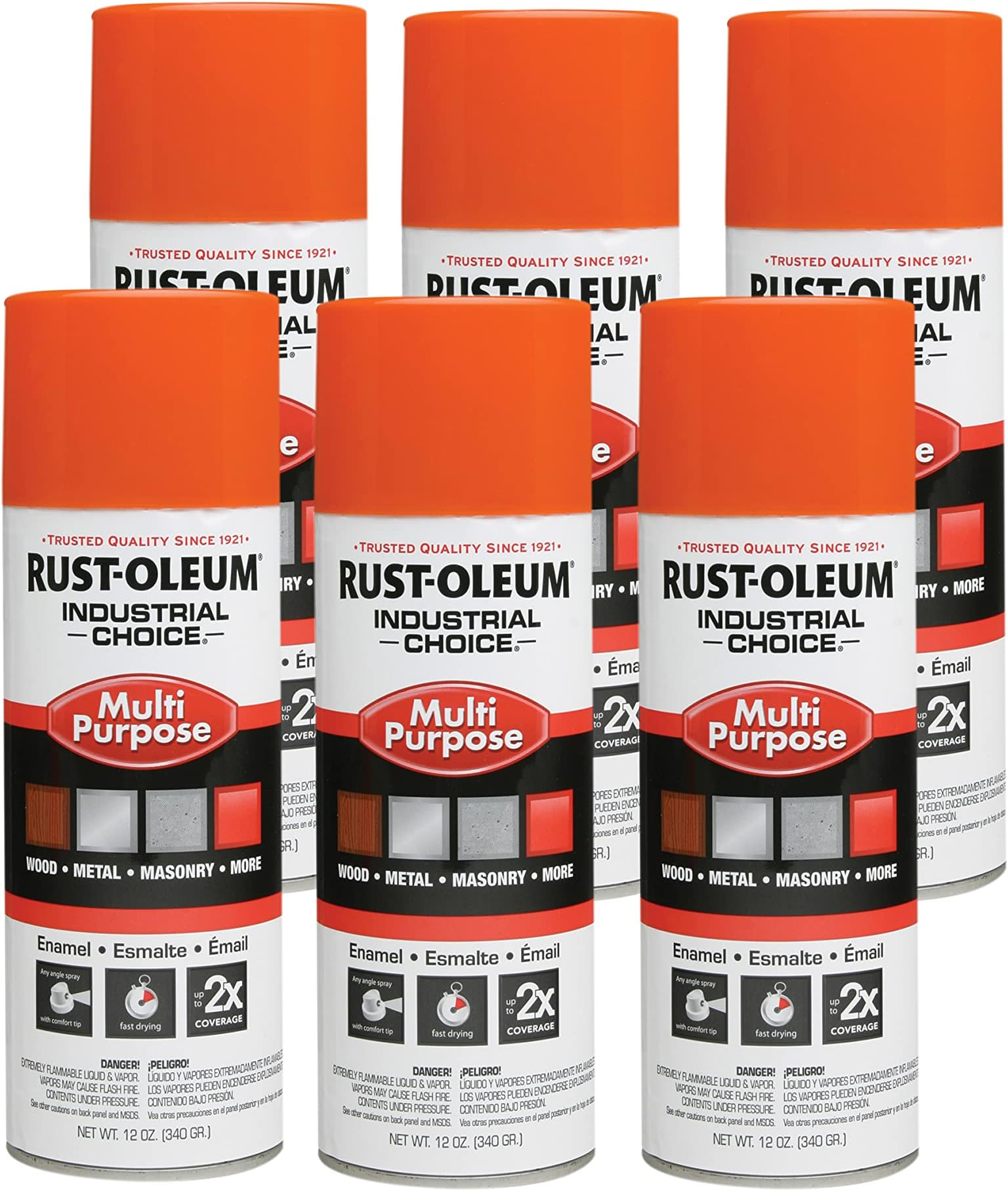Rust-Oleum 342568 Specialty Fluorescent Spray Paint, 11 oz, Orange, 6 ...