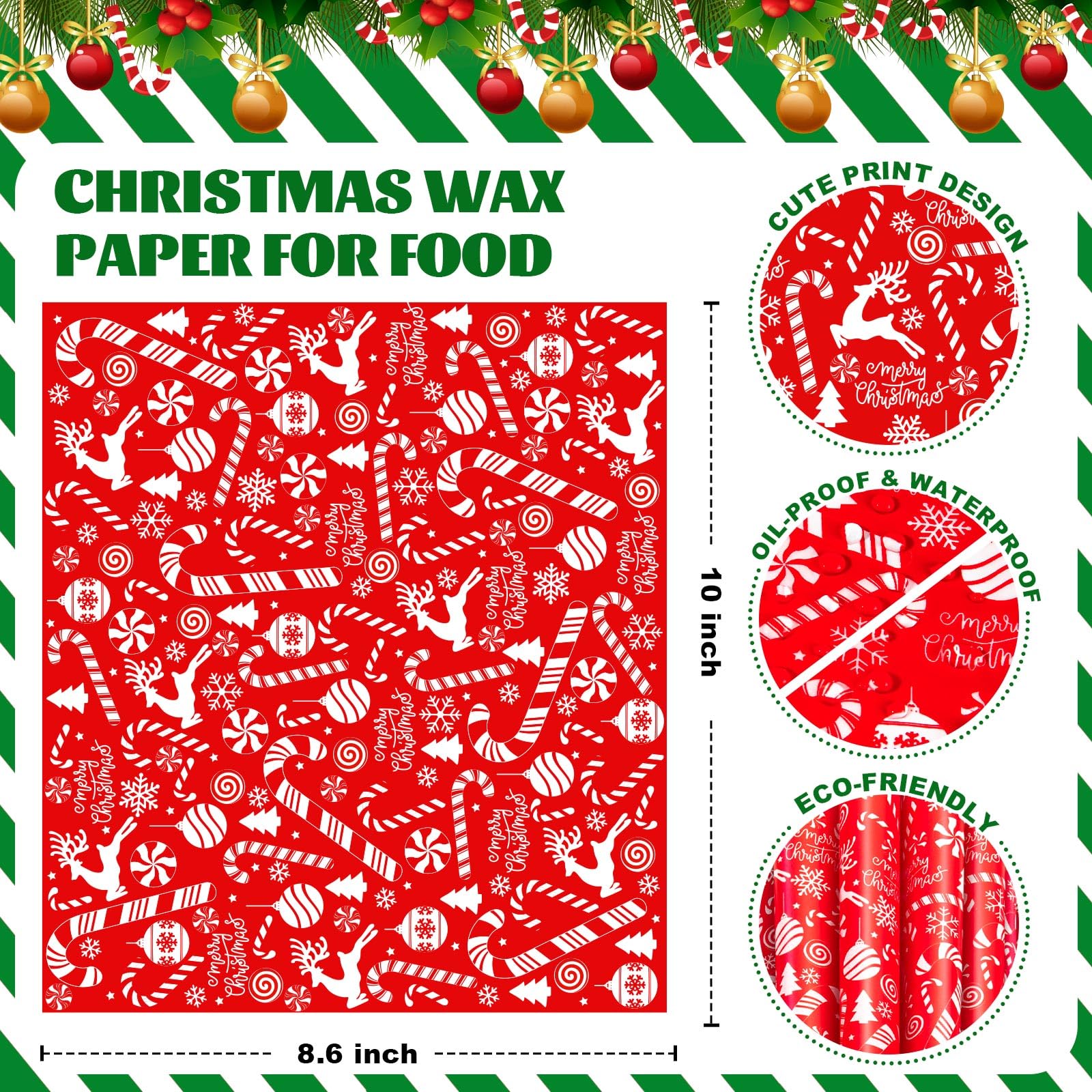 Snapklik.com : 100 Pcs Christmas Wax Paper Sheets For Food, Sandwich ...