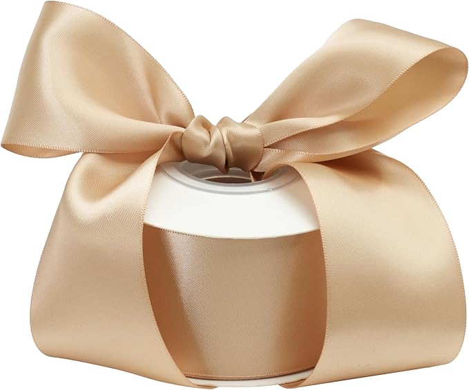 Amazon.com: DINDOSAL Tan Double Face Satin Ribbon 2 Inch x 25 Yards ...