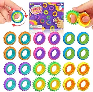 Amazon.com: Fidget Toys Sensory Rings for Kids: 24 Pack Goodie Bags Stuffers for Kids - Quiet ...