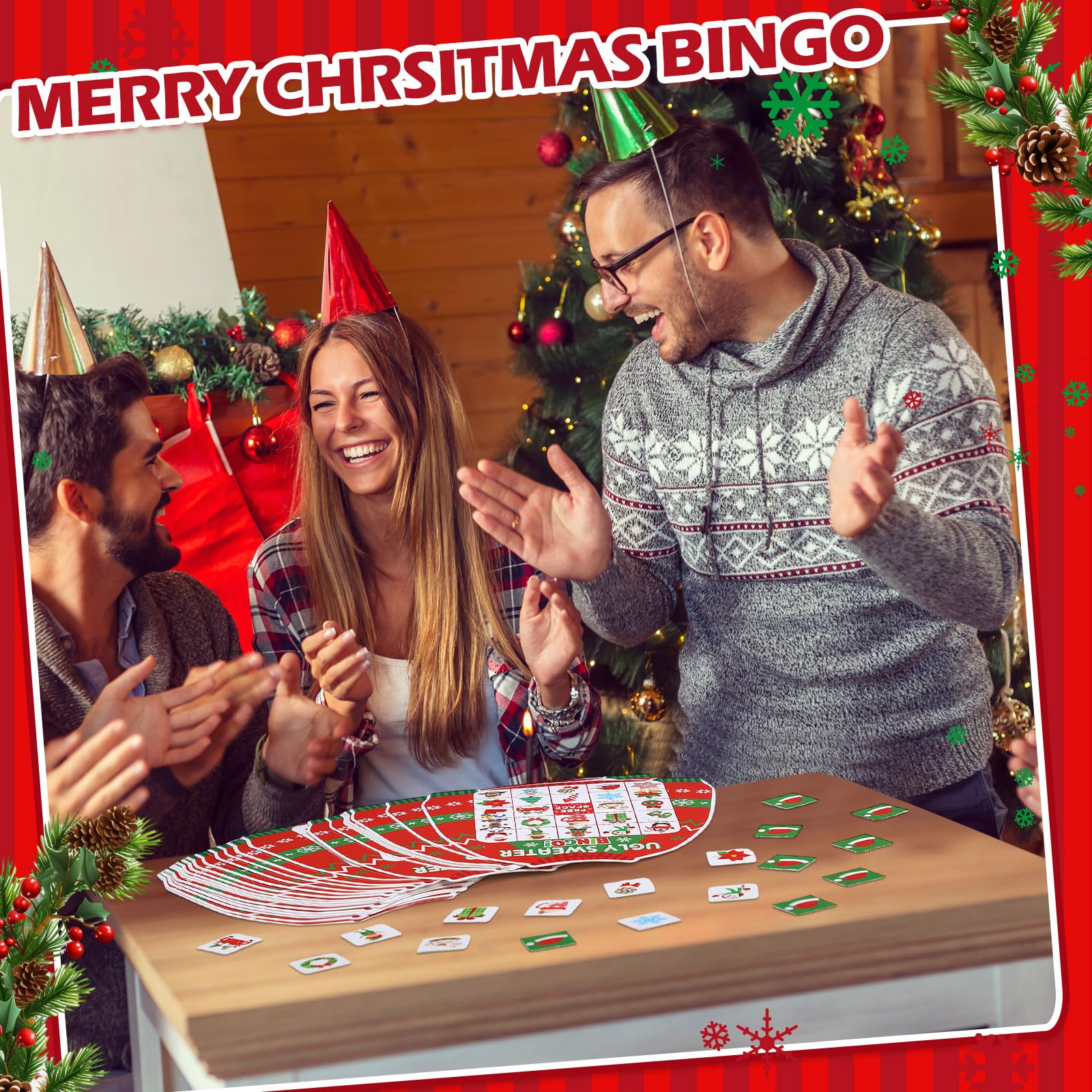 Snapklik.com : Christmas Bingo Game For Kids & Adults, 24 Players Ugly ...