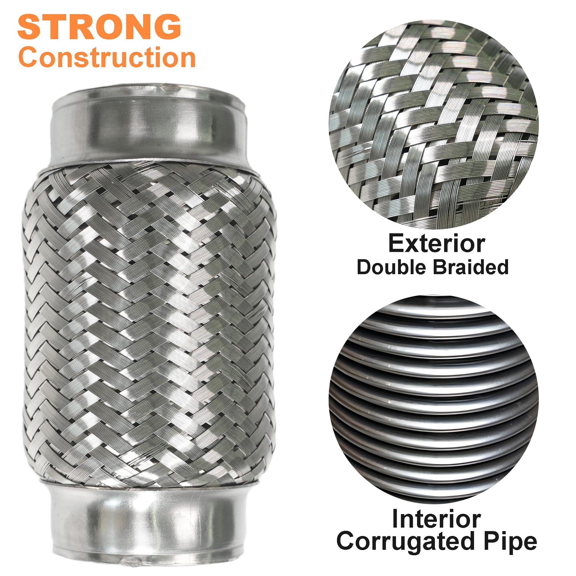 Snapklik.com : 2.75 Inch Exhaust Flex Pipe, 2.75" X 3.7"w, Stainless ...