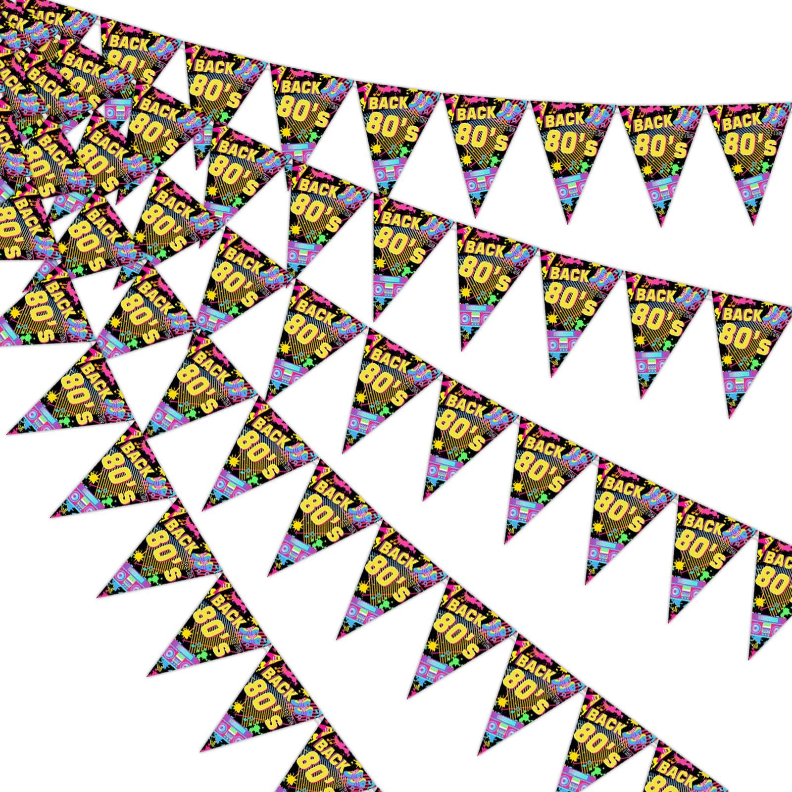 Amazon.com: 80s Party Decorations 36PCS 80s Triangle Banner Back to The ...