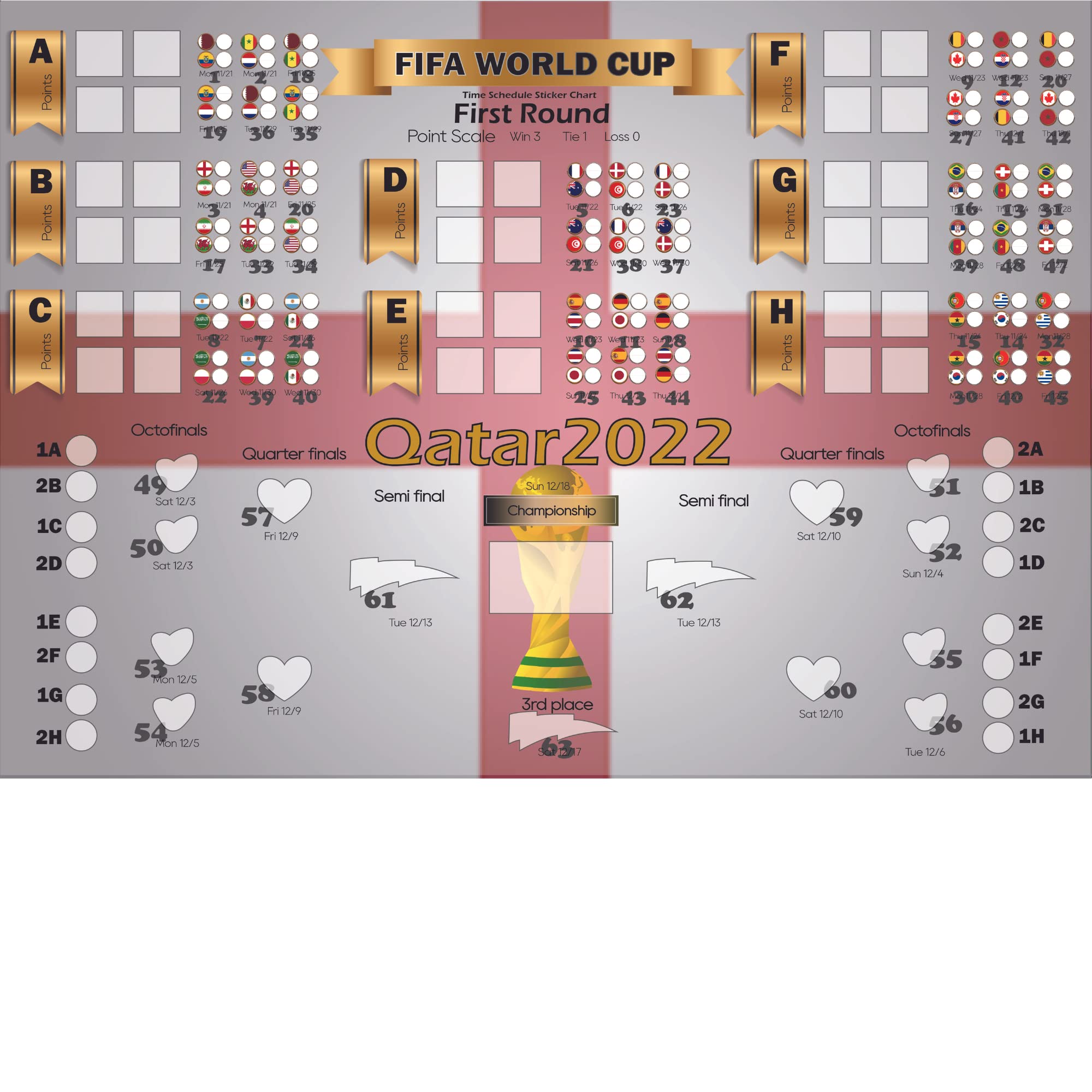 Buy iPEAU Qatar Football 2022 World Cup England Tournament Soccer Wall ...