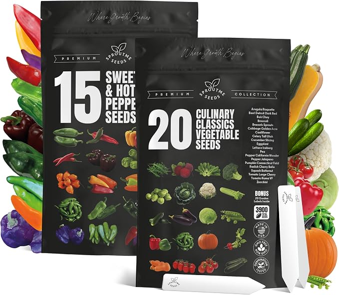 Amazon.com : 15 Sweet & Hot Pepper & 20 Vegetable Seeds Variety Pack ...