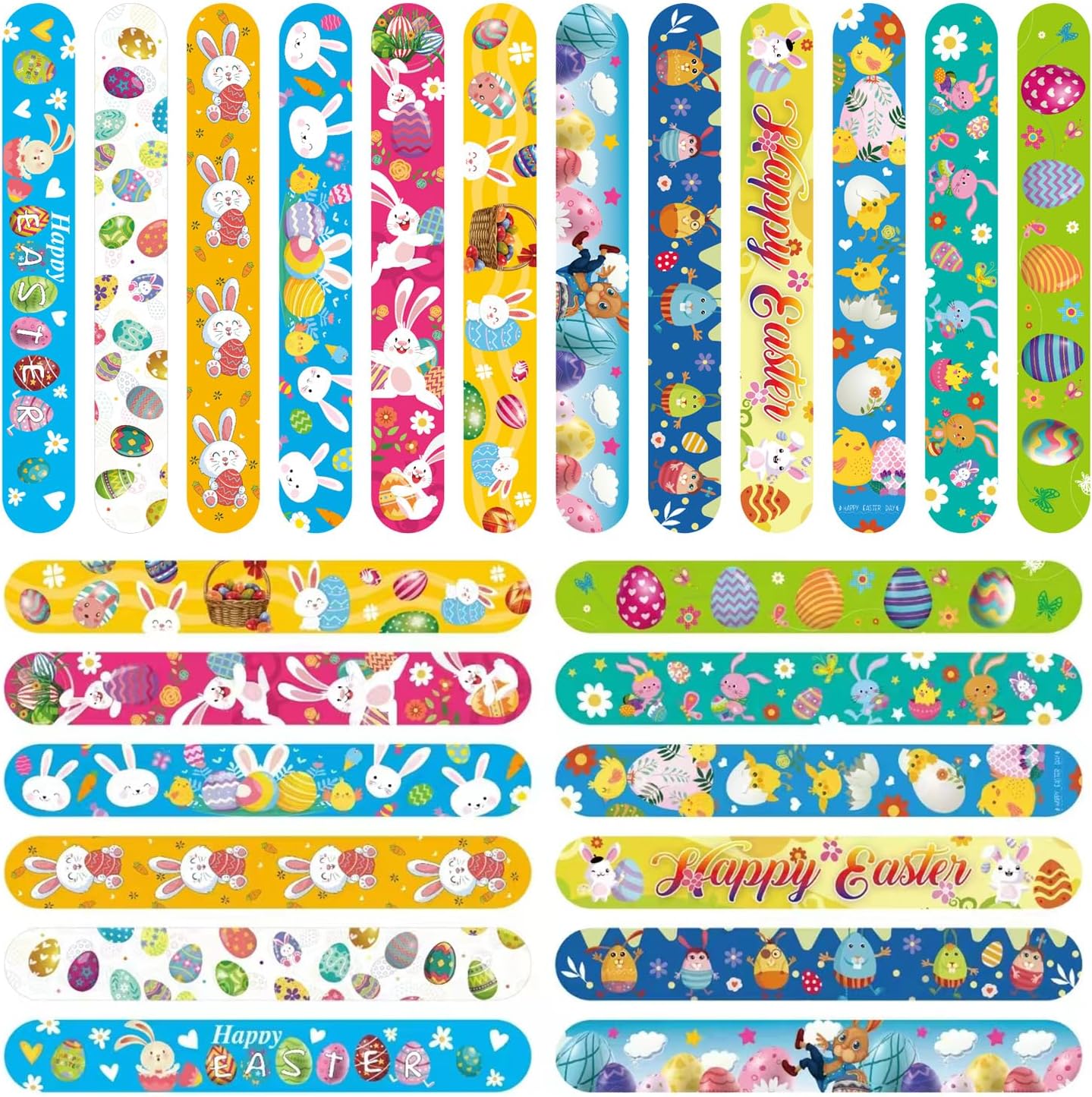 48 PCS Easter Slap Bracelets Toys for Kids Easter Snap Bracelets Bulk ...