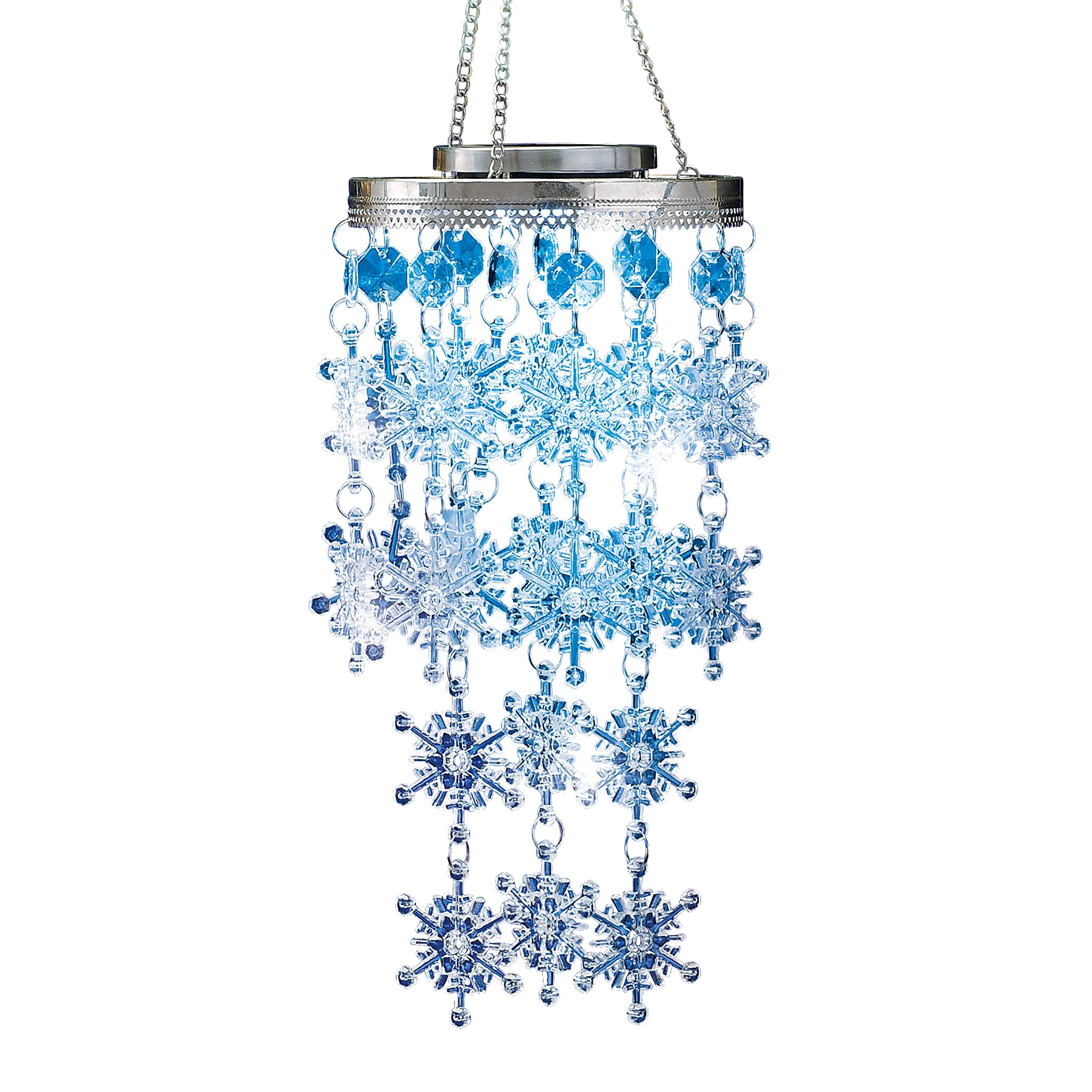 Amazon.com : Collections Etc Solar Powered Sparkling Hanging Snowflakes ...