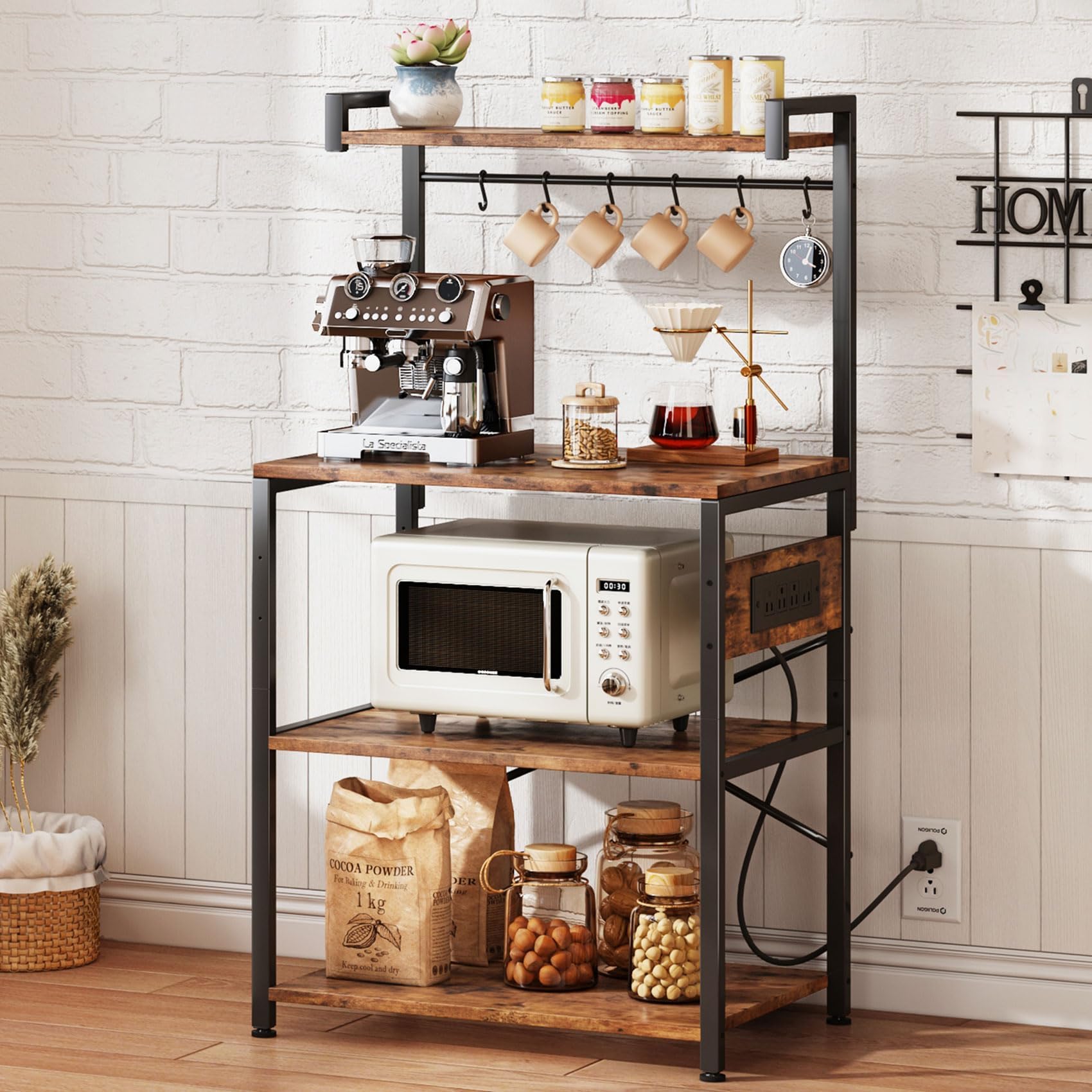 Amazon.com - NAIYUFA Kitchen Bakers Rack with Grid Panel,5-Tier Free ...