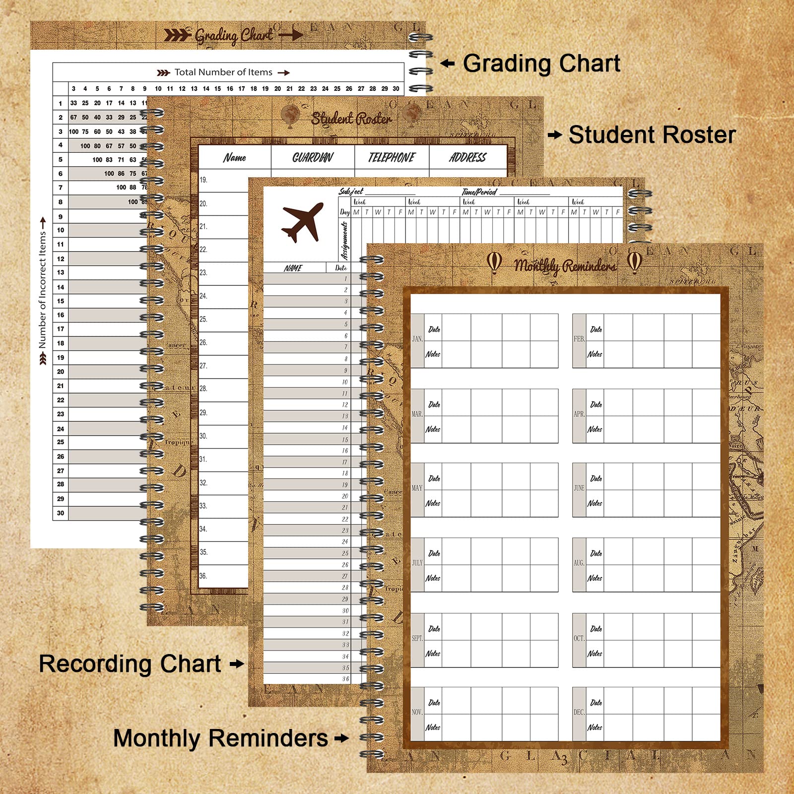 Snapklik.com : Faccito 8.3 X 11 Teacher Record Book 2025 Grade Book ...
