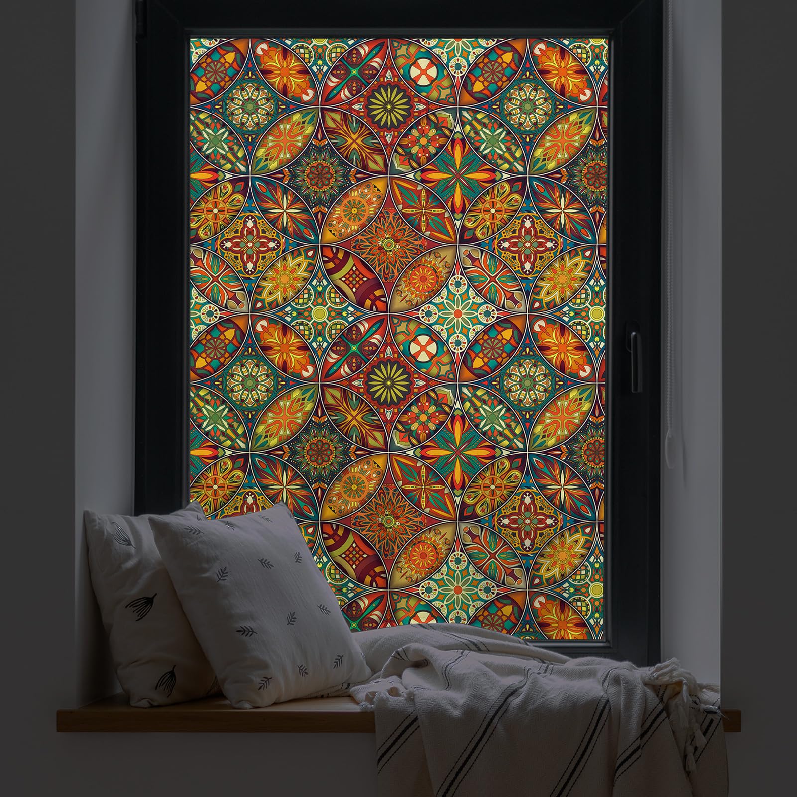 DKTIE Stained Glass Window Film Privacy with Installation Kit ...