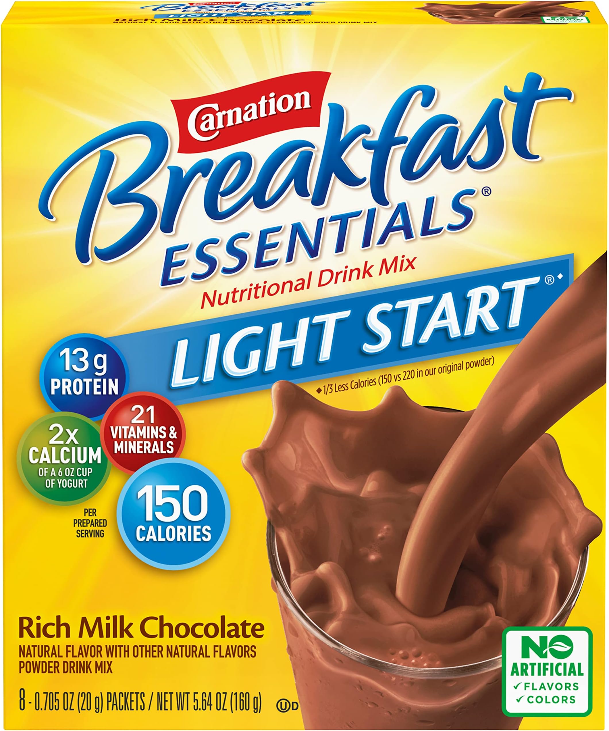 Amazon.com : Carnation Instant Breakfast No Sugar Added - Chocolate, 8 ...