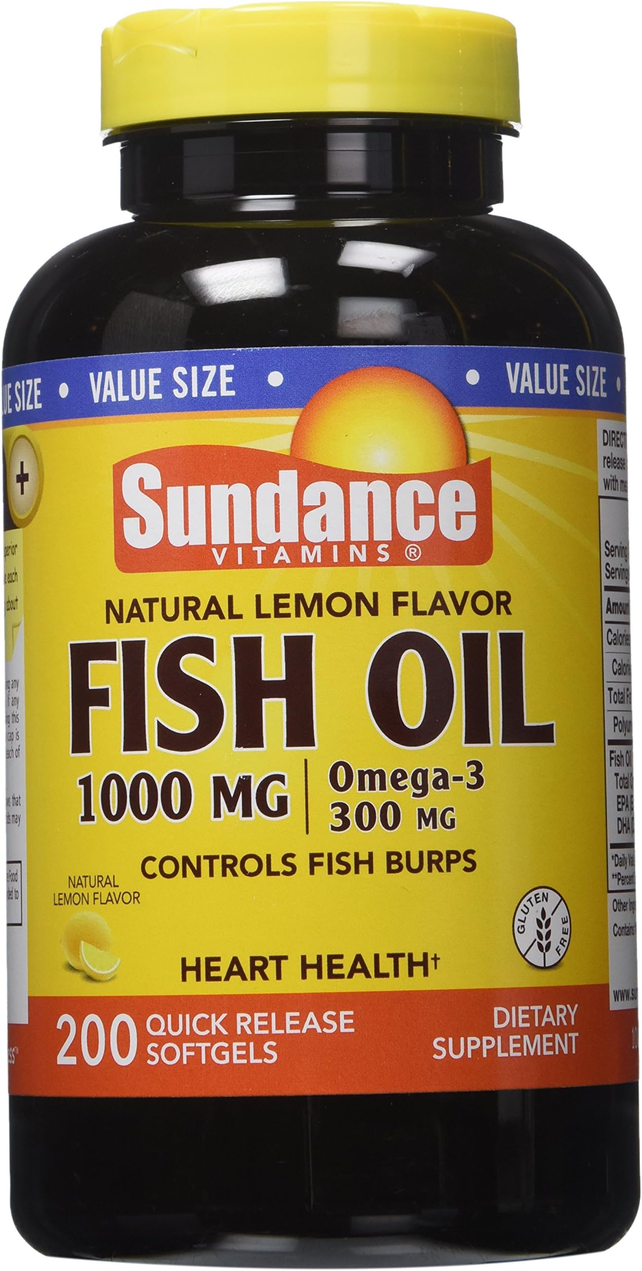 Amazon.com: Sundance Omega-3 Lem Fish Oil 1000 mg, Natural Lemon Flavor ...