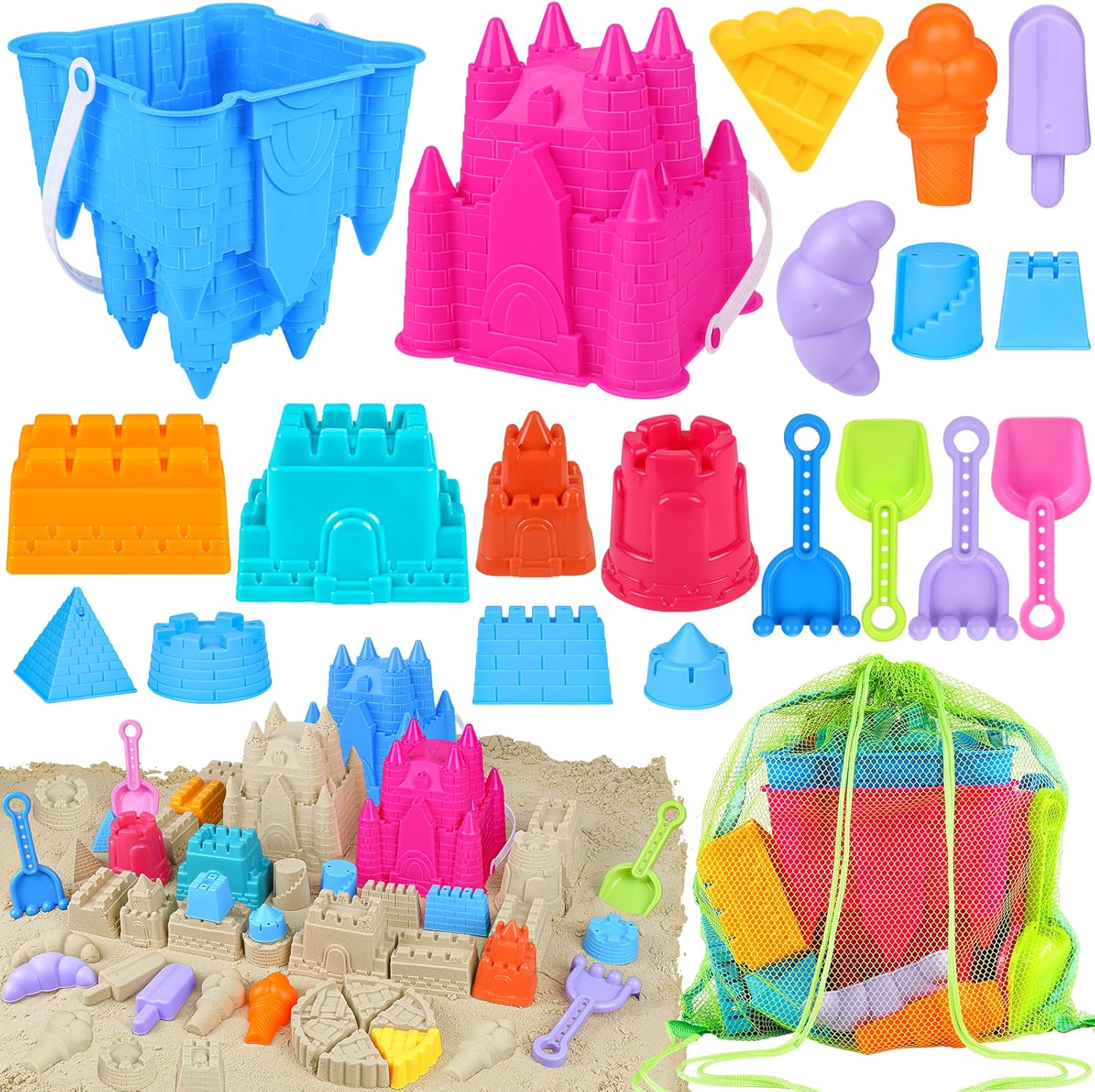 Amazon.com: FUSPWEAO Beach Toys Sand Toys for Kids, Sand Castle Toys ...