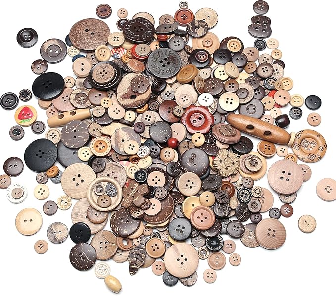 Amazon.com: About 200 Wood Coconut Shell Button Resin Buttons, Sewing ...