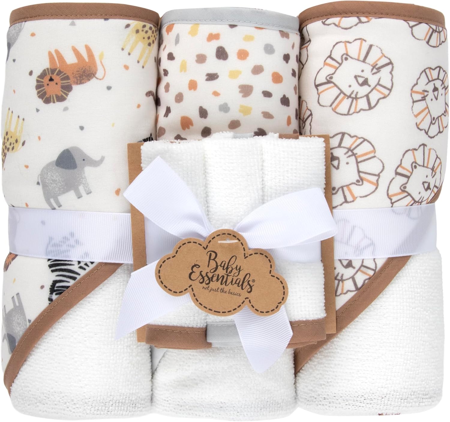 Amazon.com : Baby Bath Essential Hooded Baby Bath Towel and Washcloth 6 ...