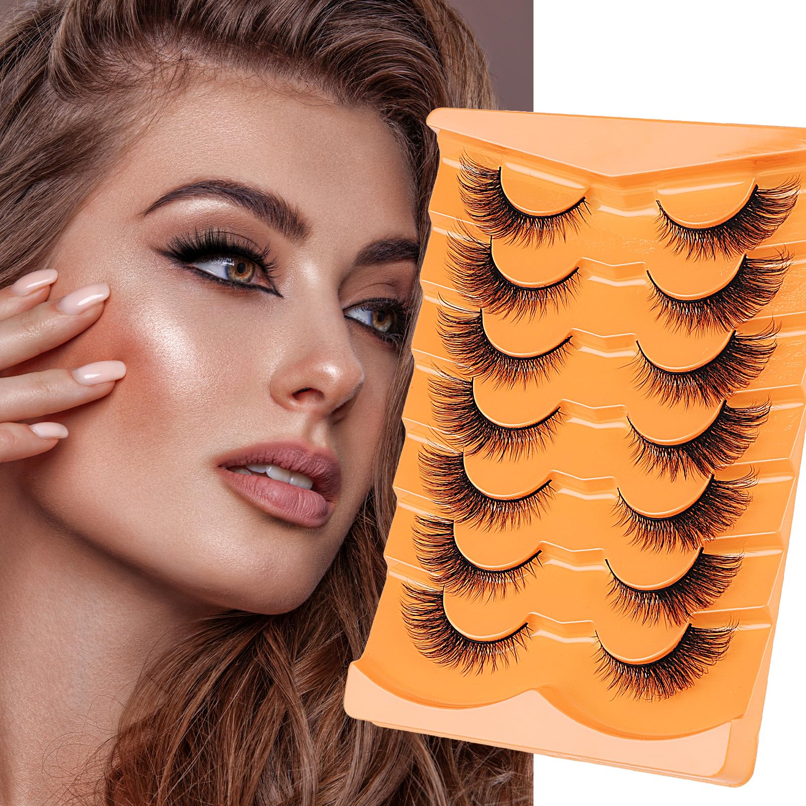Amazon.com: Heasy Fox Eye Lashes, Wispy Cat Eye False Eyelashes D Curl ...