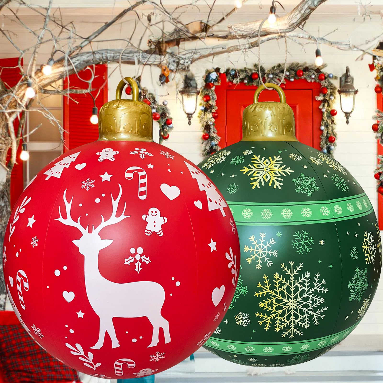 2Pcs Inflatable Christmas Balls, Outdoor Christmas Decorations with ...