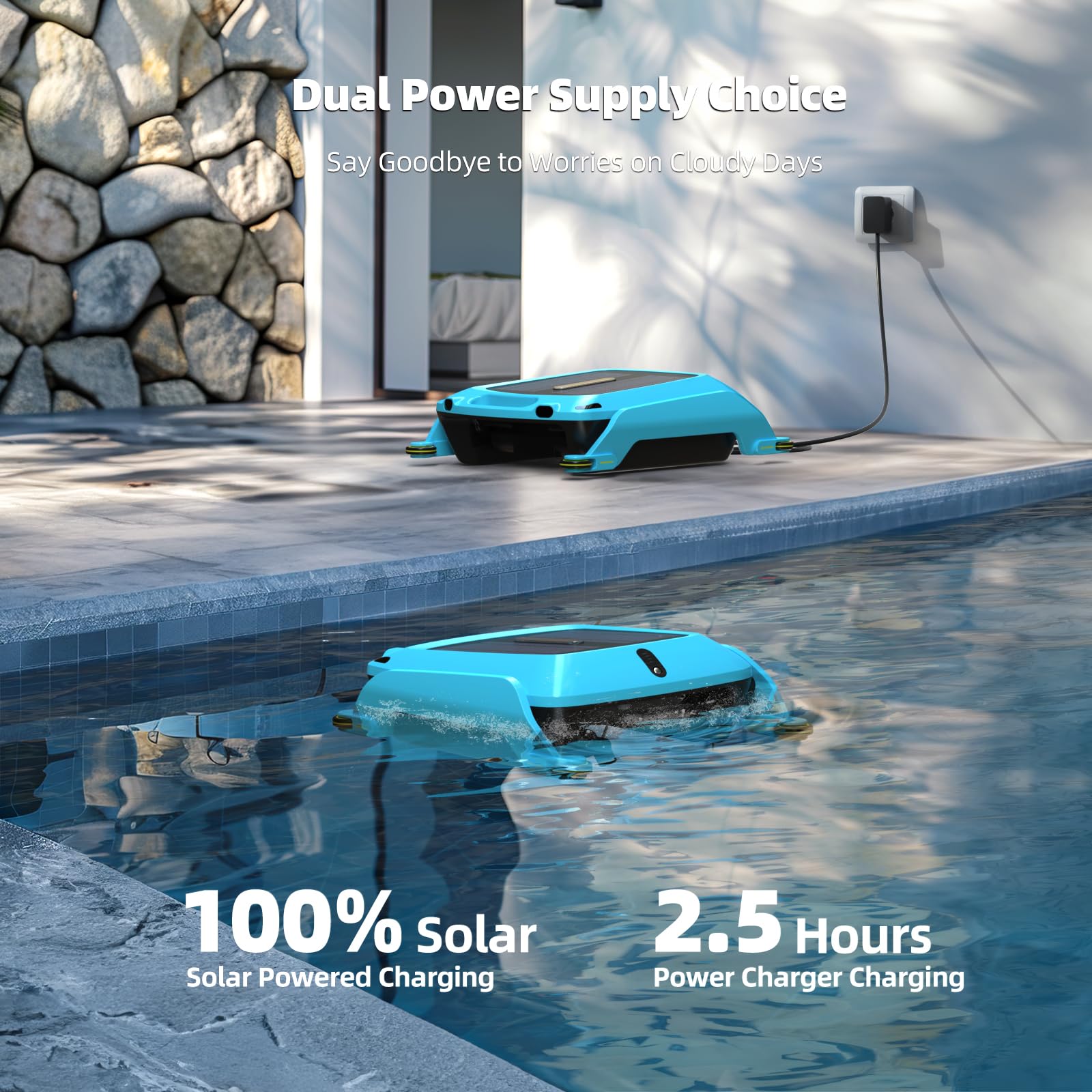 Snapklik.com : SMONET Robotic Solar Pool Skimmer Cleaner: Cordless ...