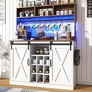 Amazon.com: Chartustriable LED Coffee Bar Cabinet w/7000-color Lights ...