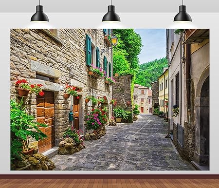 Amazon.com : CORFOTO Fabric 12x10ft European Building Italian Street ...