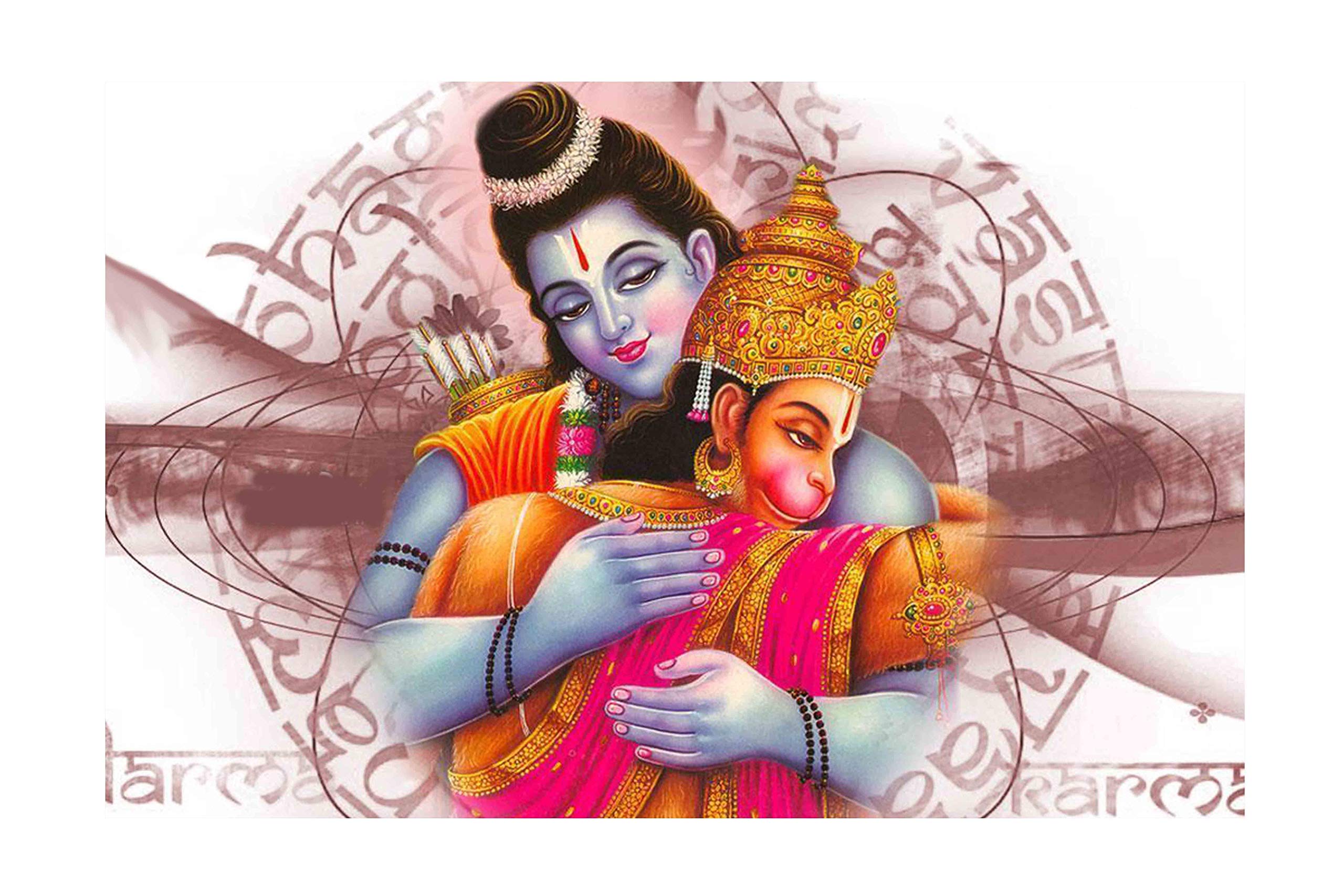 Buy Yellow Alley Lord Rama and Hanuman Wall Poster|Hindu Religious ...