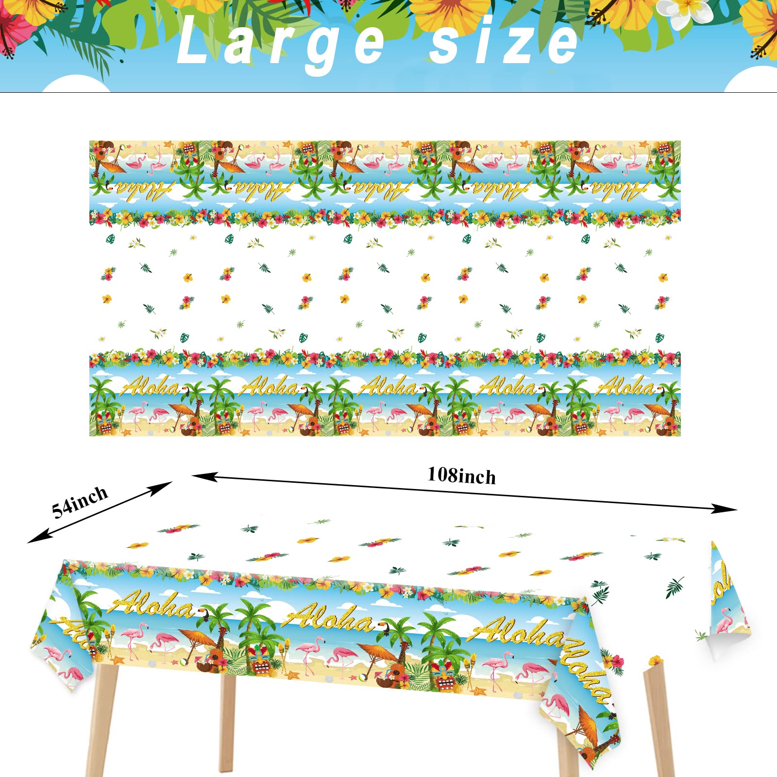 Snapklik.com : 3 Pieces Tropical Luau Party Tablecovers Hawaiian Beach ...