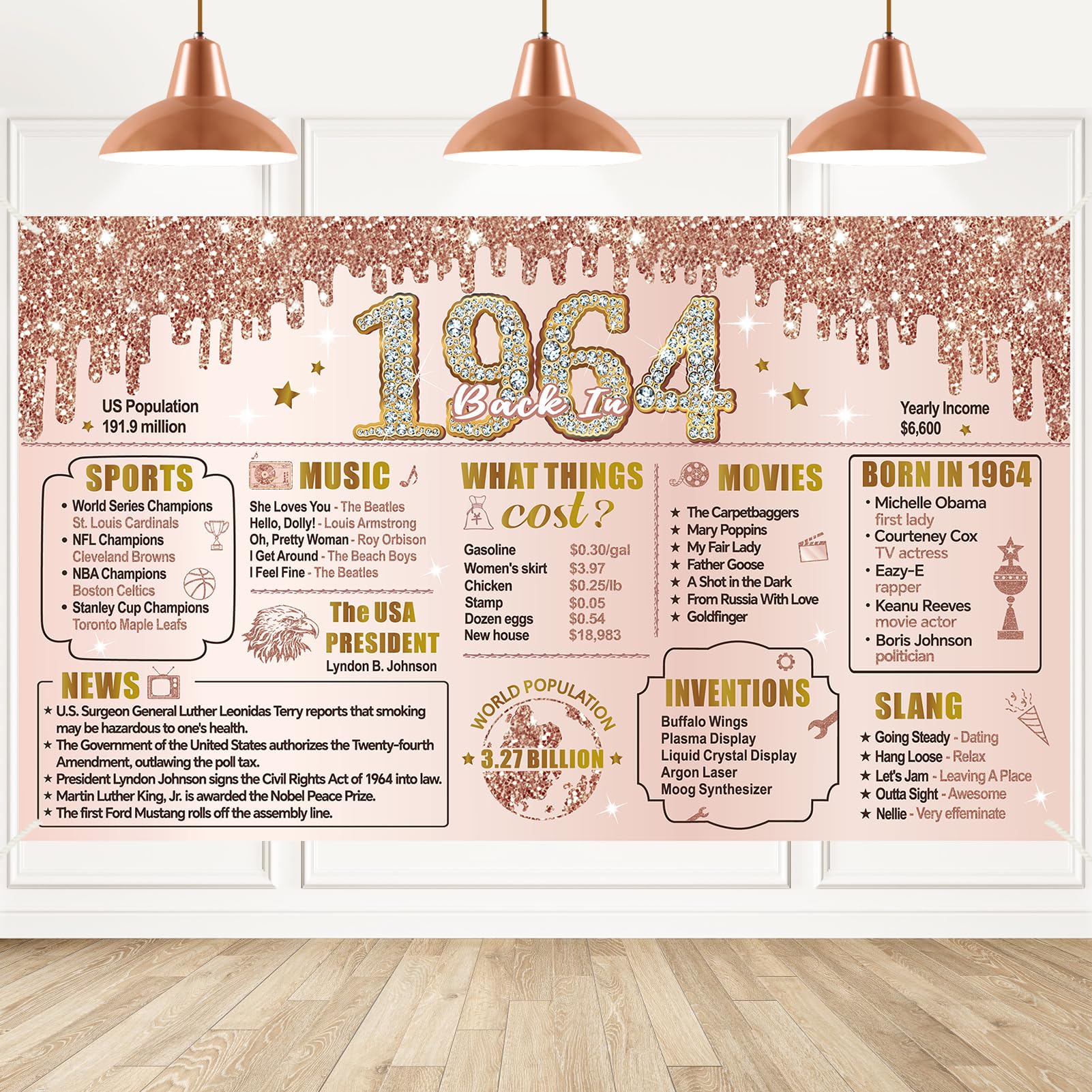 Amazon.com : Turypaty 60th Birthday Decorations for Women, Back in 1964 ...