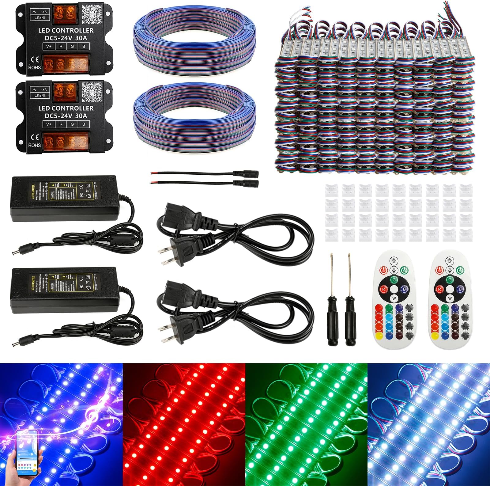 Dyna-Living 200FT RGB LED Storefront Lights APP Bluetooth & IR Remote ...