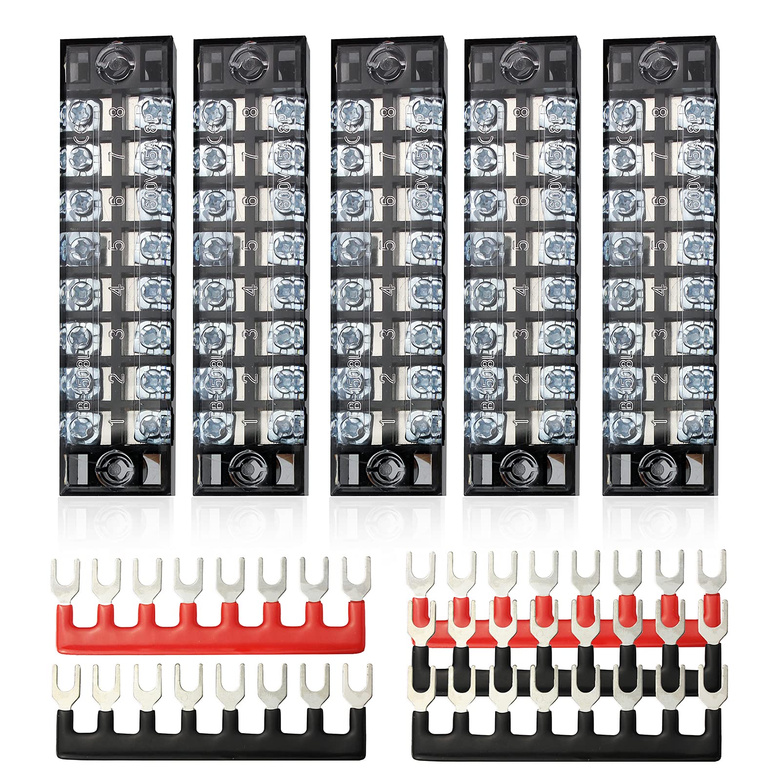 Snapklik.com : FIXITOK Terminal Strip Blocks, 5 Sets 8 Positions 600V ...
