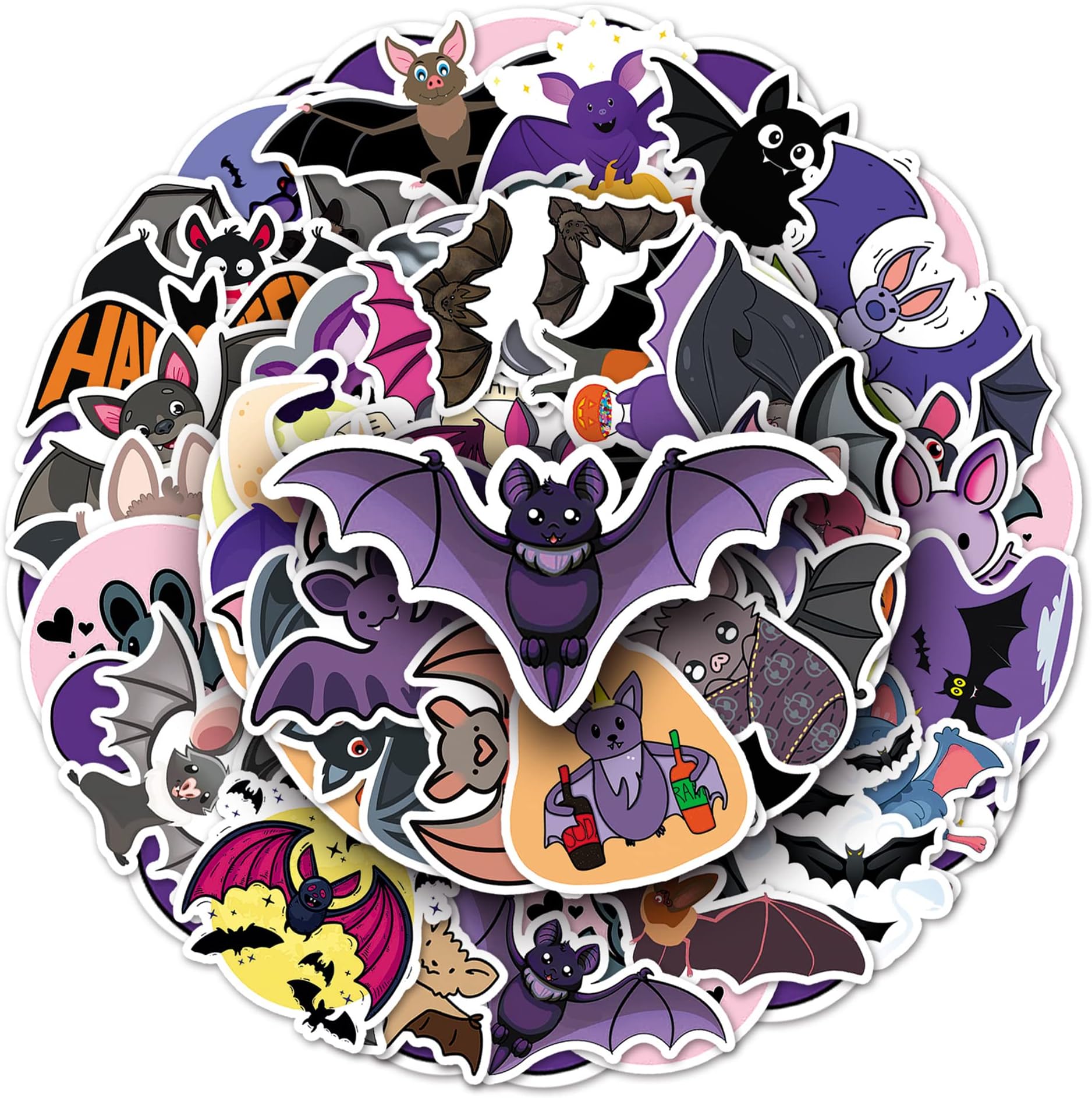 Amazon.com: MUYINGZHUO Bat Stickers, 50PCs Pack, Cute Cool Cartoon ...