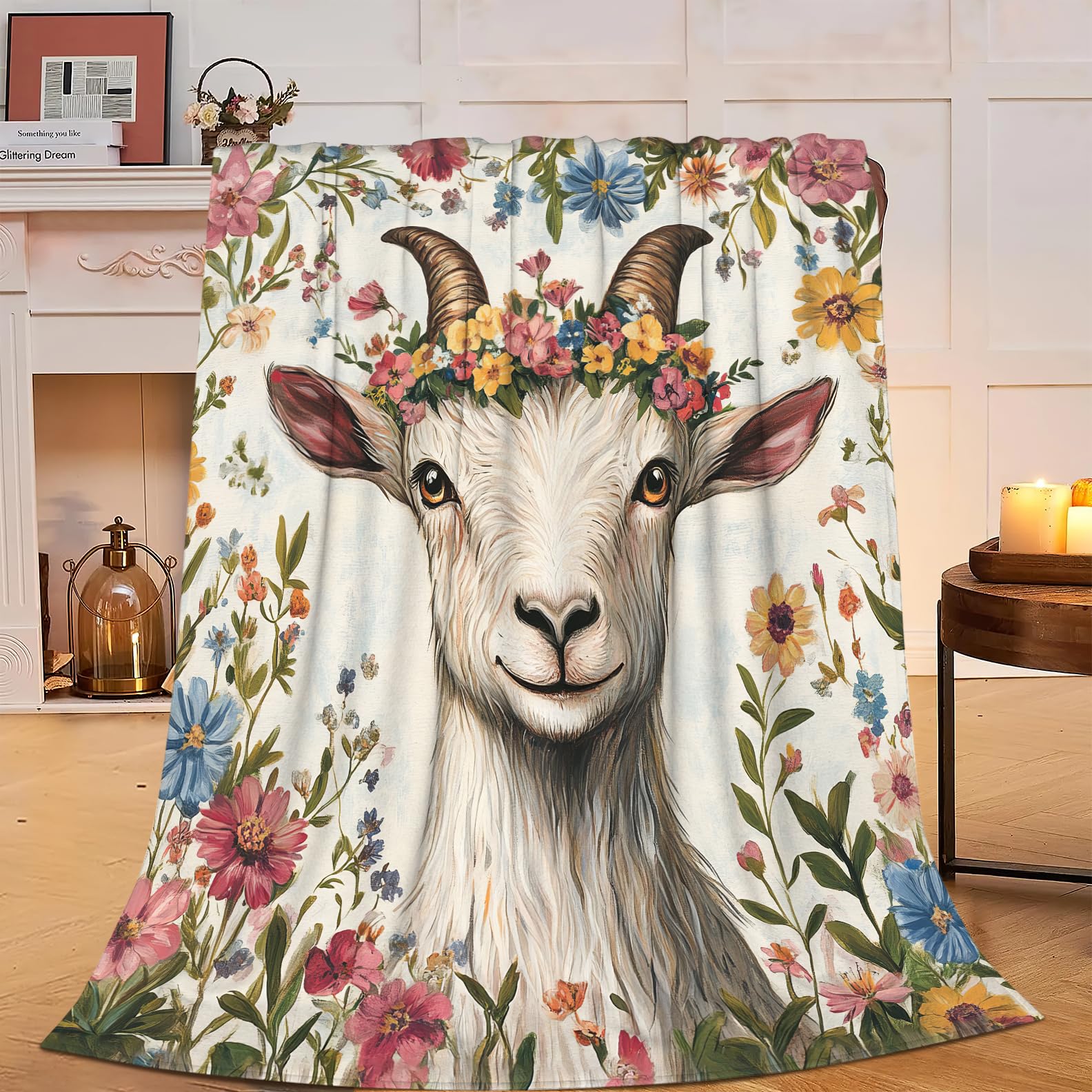 Amazon.com: Goat Blanket Soft Warm Cute Goat Flannel Plush Throw ...