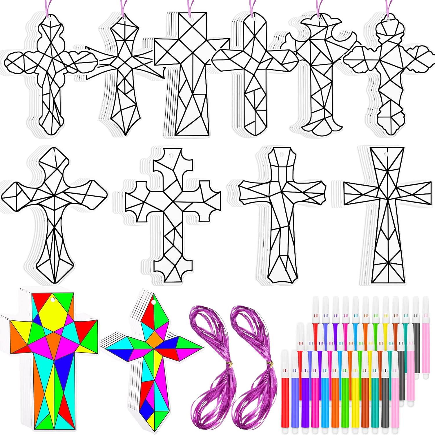 Amazon.com: Motipuns Easter Religious Cross Crafts Kit with Watercolor ...