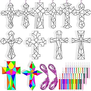 Amazon.com: Motipuns 36 Set Christian Religious Cross Crafts Kit with ...