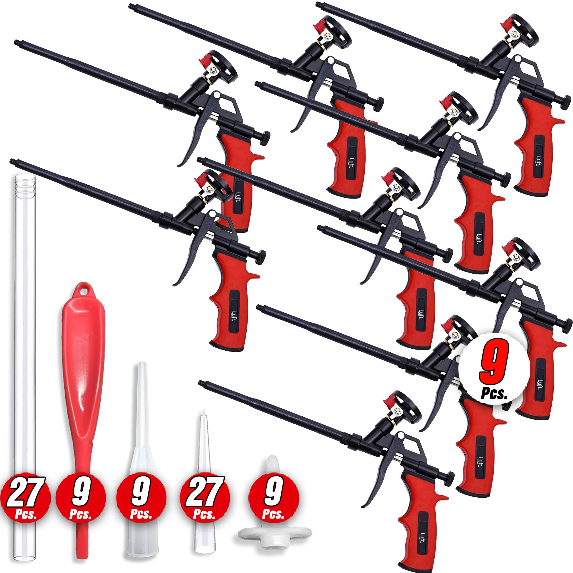 Luft Professional Expanding Foam Spray Gun (9 Insulation Guns + 81 ...