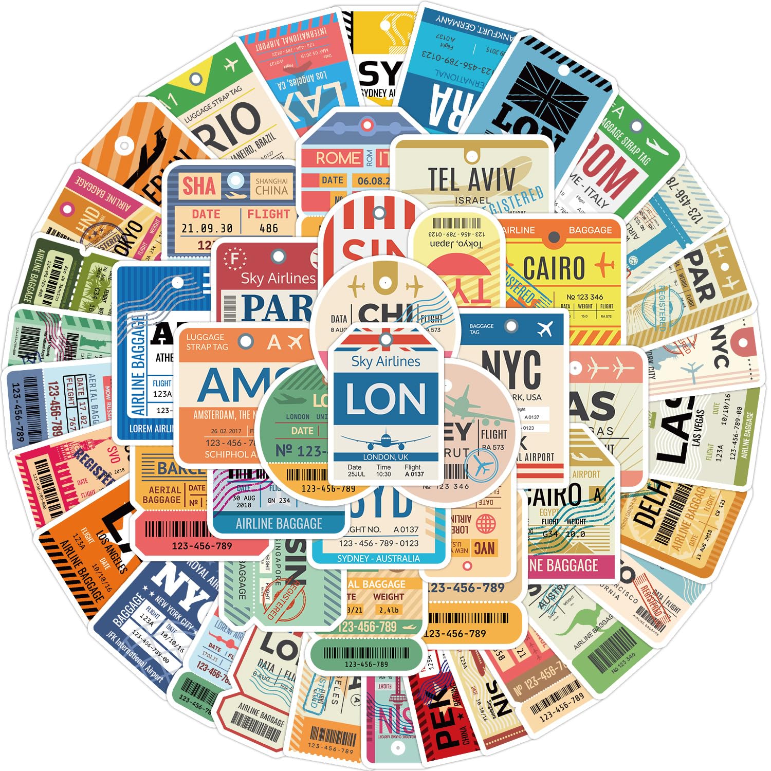 Amazon.com: Airplane Ticket Stickers 50 Pcs Vinyl Aesthetic Funny ...