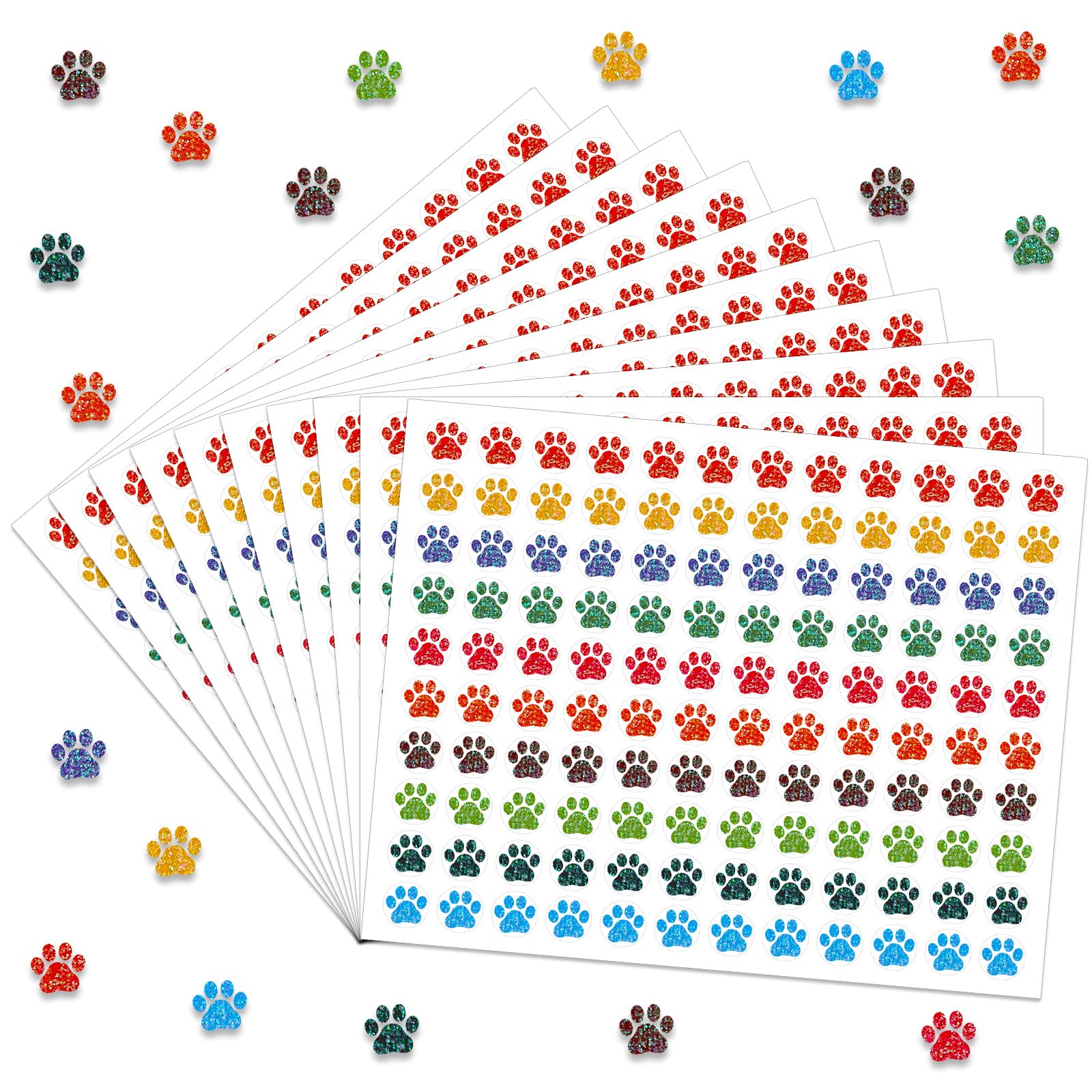 Amazon.com: Lincia 1200 Pcs Paw Glitter Stickers Sparkly Small Stickers ...