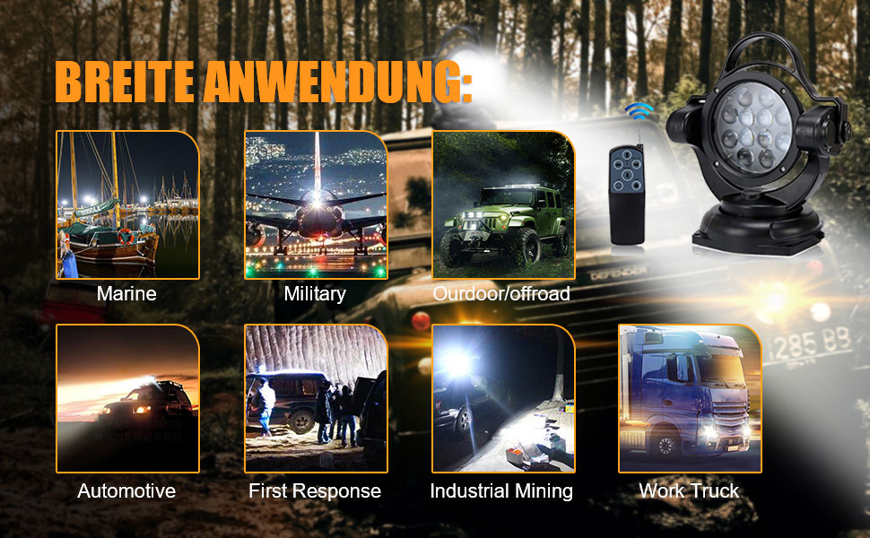 Watch Remote Control Work Light Spot Wireless Searchlight on Amazon Live