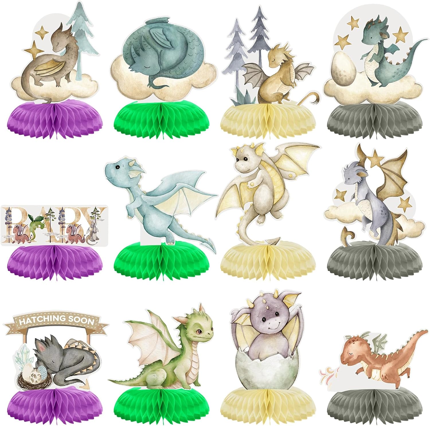 Amazon.com: Sonwyoung 12 Pcs Dragon Honeycomb Centerpieces Cute Dragon ...