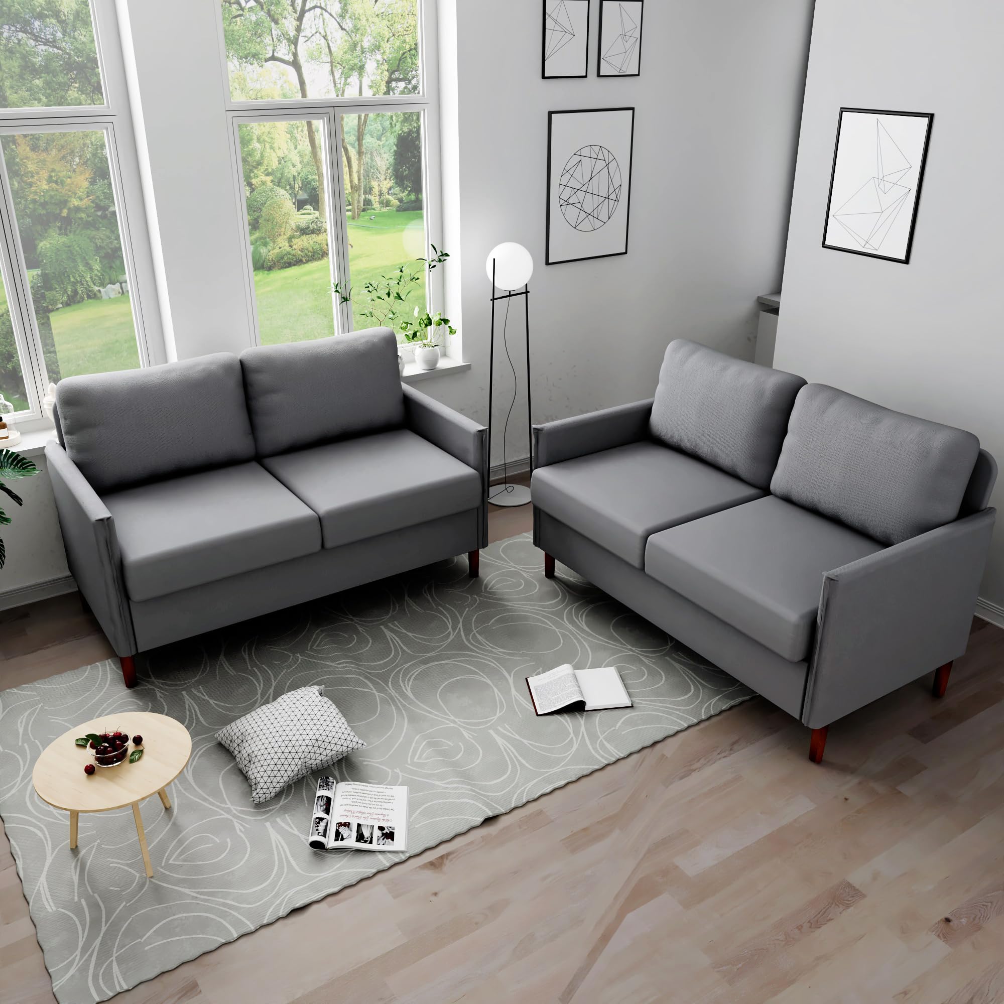 Amazon.com: Ribilake 2 Piece Set Loveseat Sofa, 52” Small Couch for ...