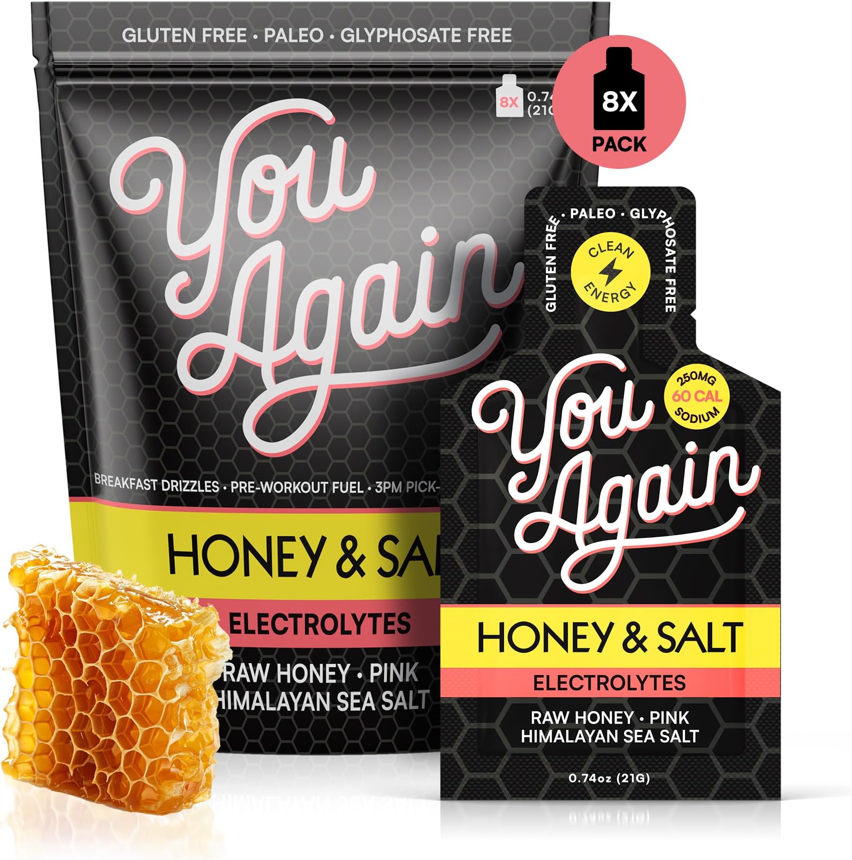 Amazon.com : You Again Super Honey & Salt Packets | Pre & Mid-Workout ...