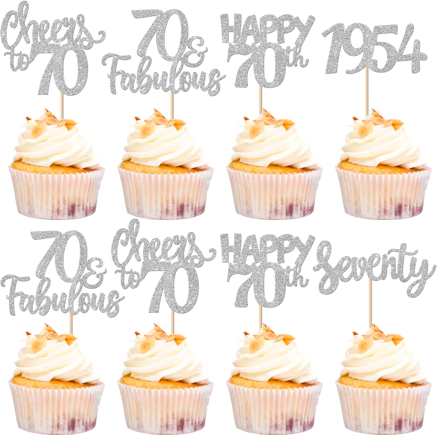 Amazon.com: Rsstarxi 30 Pack Happy 70th Birthday Cupcake Toppers ...