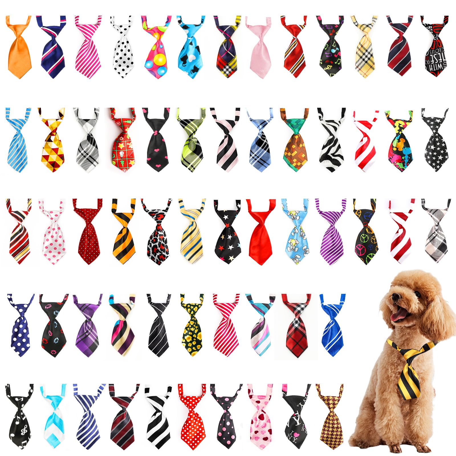 Amazon.com : Segarty 60 PCS Small Dog Ties, Assorted Pattern Adjustable ...