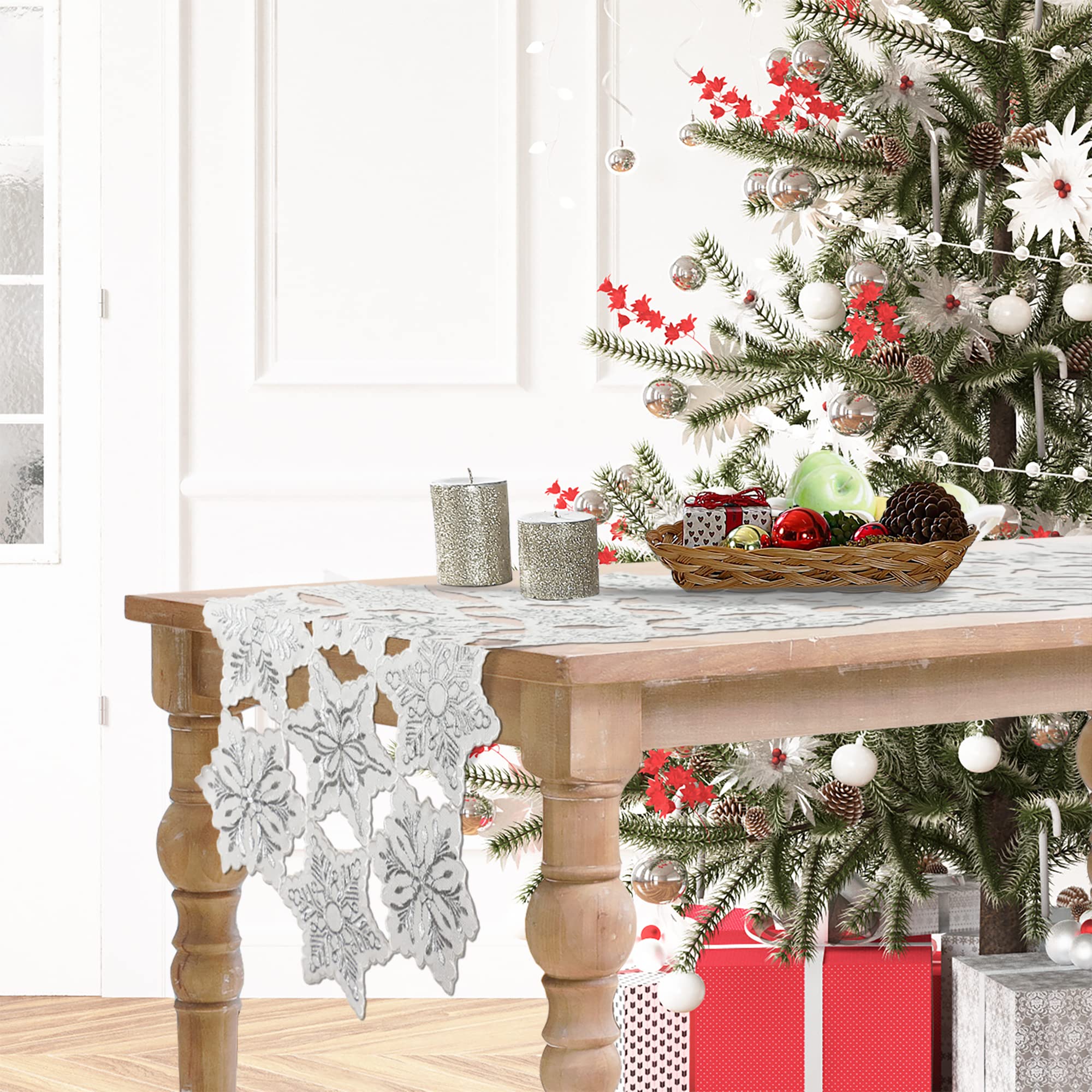 Snapklik.com : Christmas Snowflakes Table Runner 120 Inches Long ...