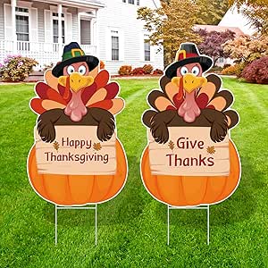 Amazon.com : Arosche Large Thanksgiving Yard Signs 2pc with Stakes ...