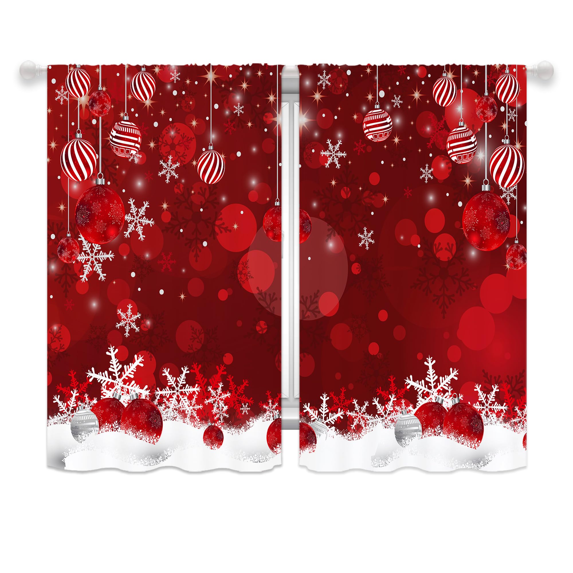 Amazon.com: Yorida Red Christmas Curtains Winter Snowflake Snow Xmas ...