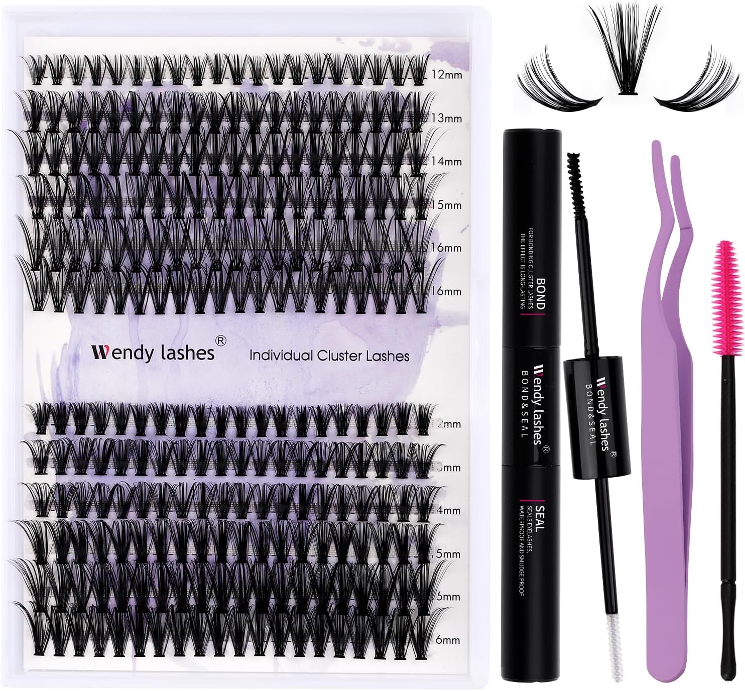 Individual Lashes Kit Cluster Lashes D Curl 0.07mm DIY Lash Extensions ...