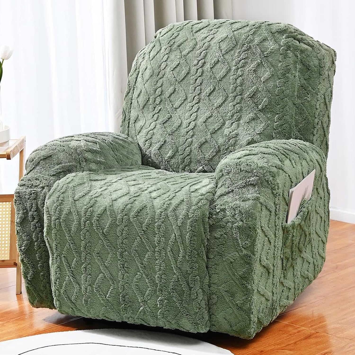 Amazon.com: 4 Pieces Oversized Recliner Chair Covers, Geometric Jacquard Plush Recliner ...