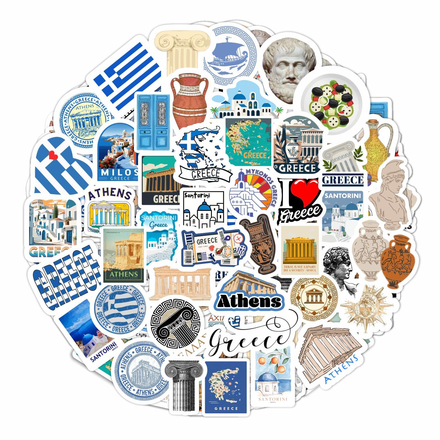 Amazon.com: Greece Stickers for Water Bottle and Laptop - Greece ...