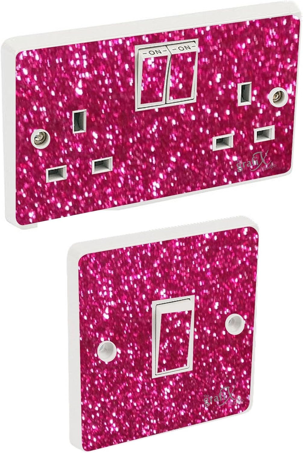 Pink Sequin Light Switch & Double Socket Sticker Vinyl/Skin Cover ...