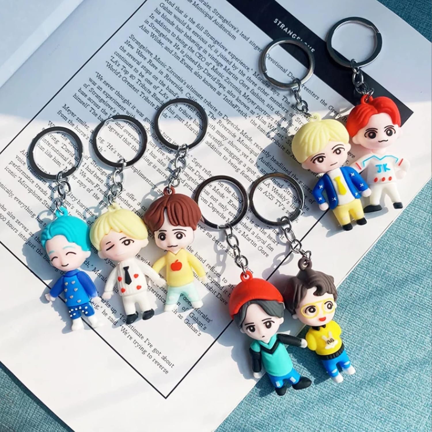 BTS Boys Keychain Pack of 12 - Cartoon Character Keychains Key Ring ...